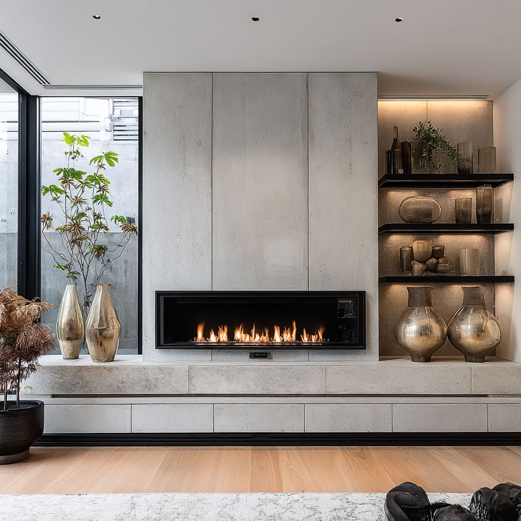Modern Stone Fireplace Design Ideas: Calm & High-End Look